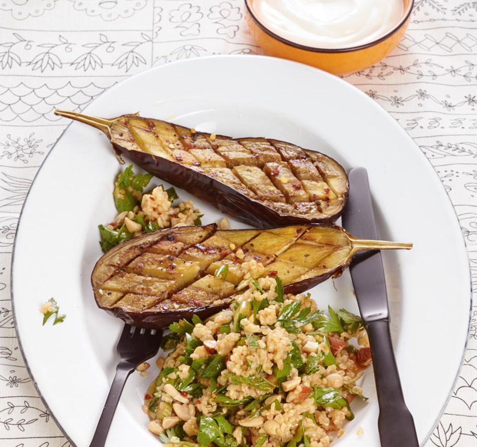Gelbe Aubergine Zubereitung